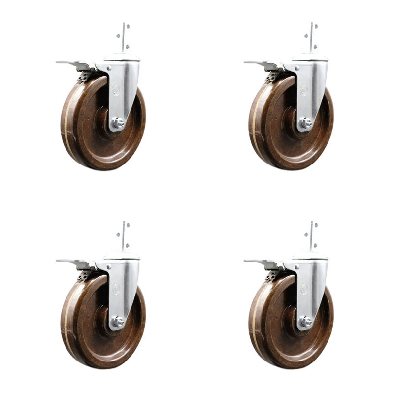 Service Caster High Temp Phenolic Square Stem Caster Set Total Lock ...