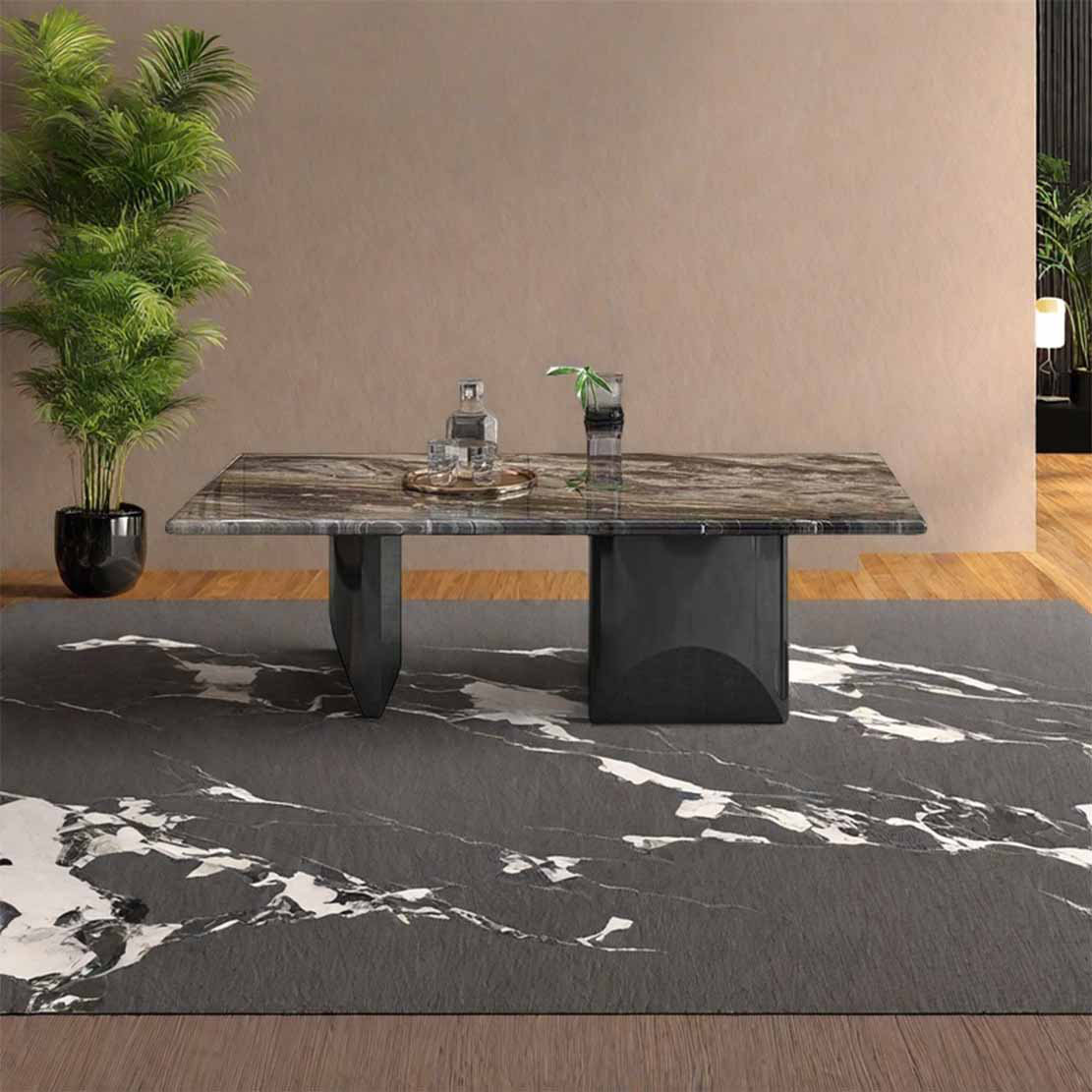 Wu's StylishVault Light luxury rectangular marble coffee table ...