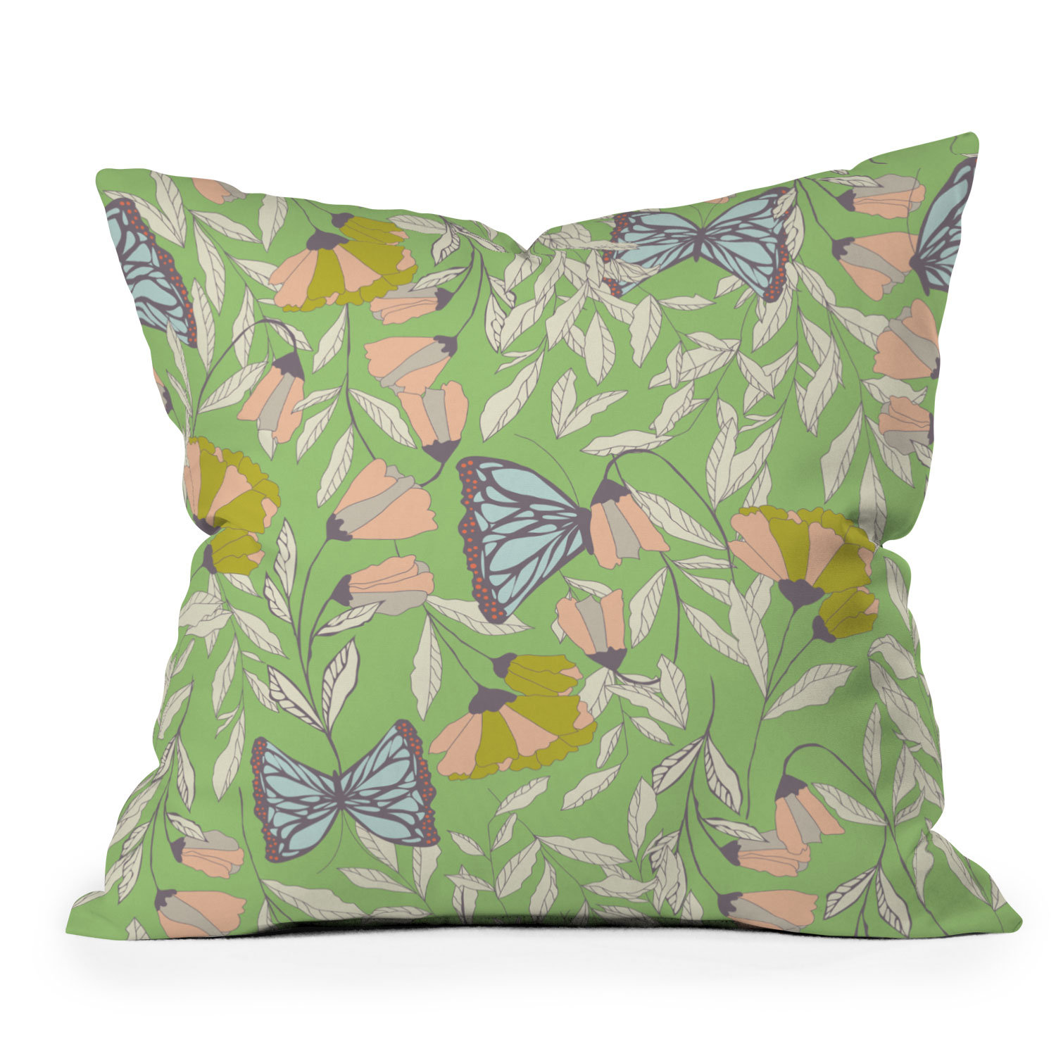 Deny Designs Monarch Floral Indoor/Outdoor Reversible Throw Pillow ...