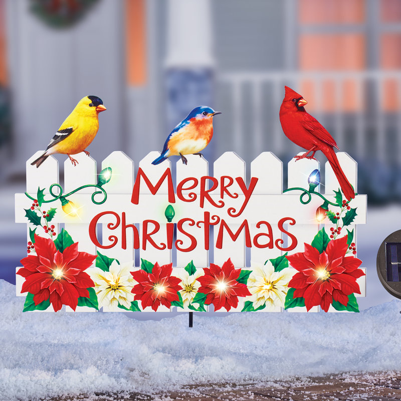 The Holiday Aisle® Christmas Birds On Fence Lighted display | Wayfair