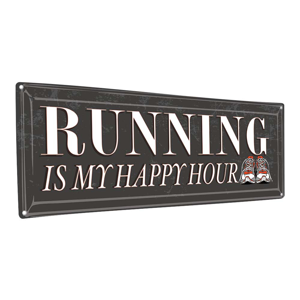 Gracie Oaks Running Is My Happy Hour Metal Sign On Metal Print | Wayfair