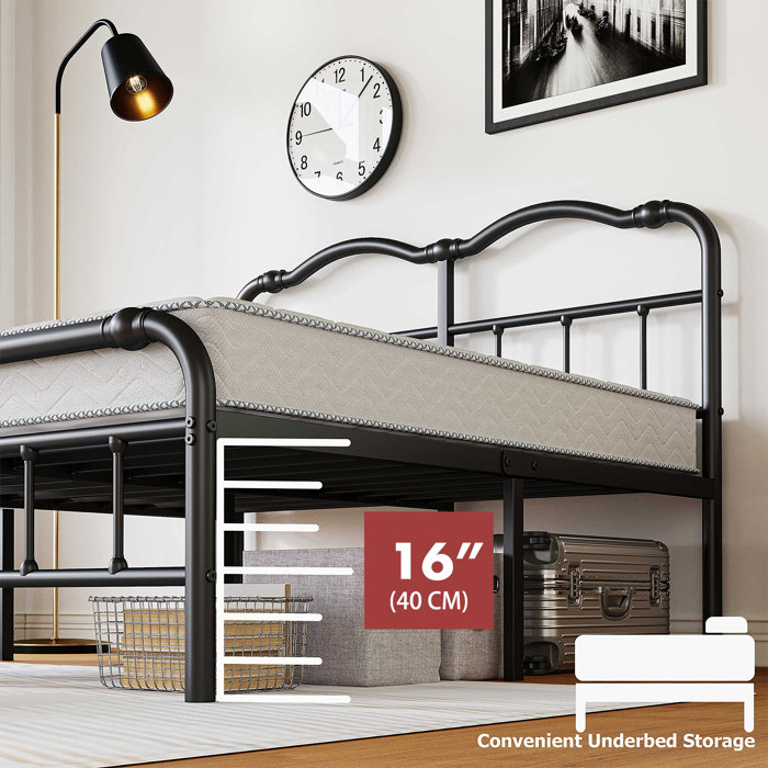 Williston Forge Ashwyn Heavy Duty Steel Slat Bed Frame with 18" High ...