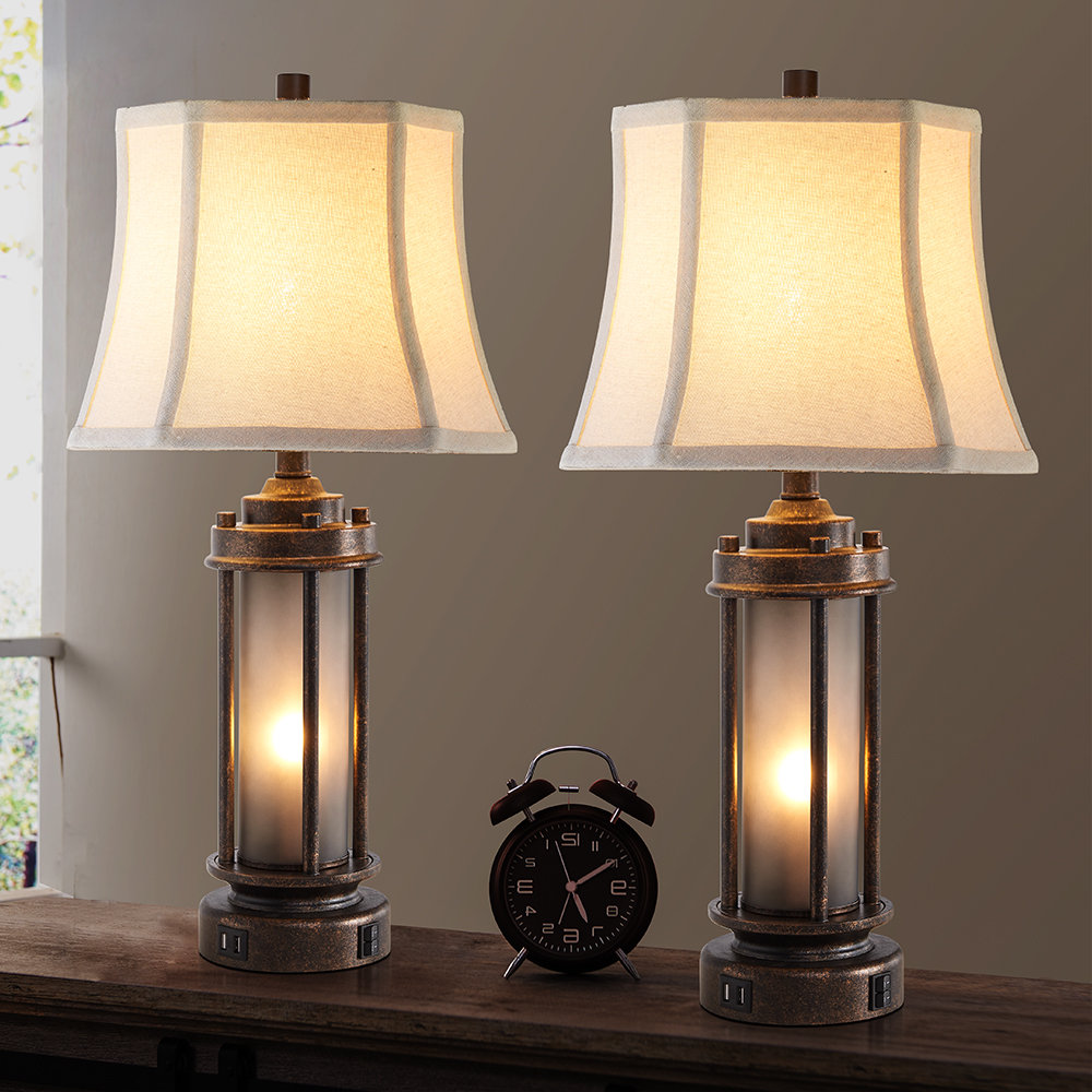 Red Barrel Studio® 25" Latwanda Table Lamp Set With Night Light And USB ...