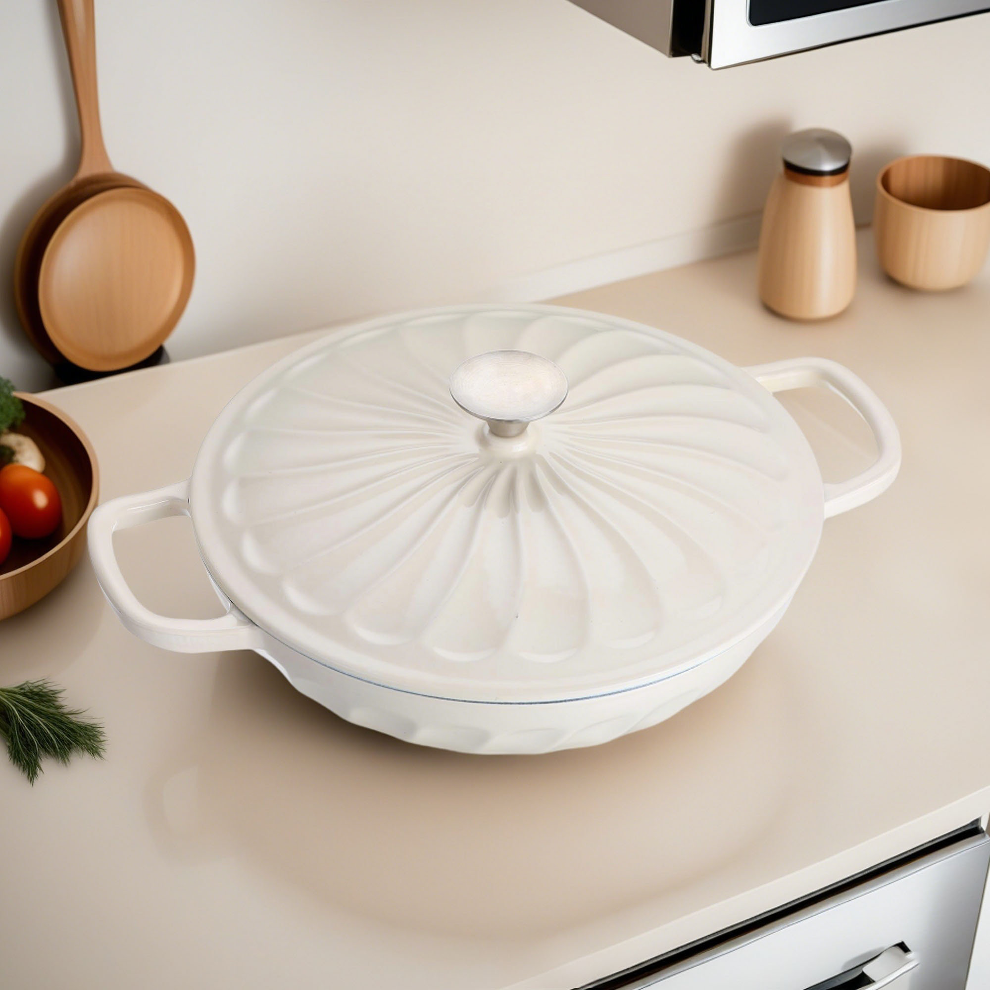 INTEGATOIC LLC 3.8 Quart Enameled Cast Iron Braiser With Self ...