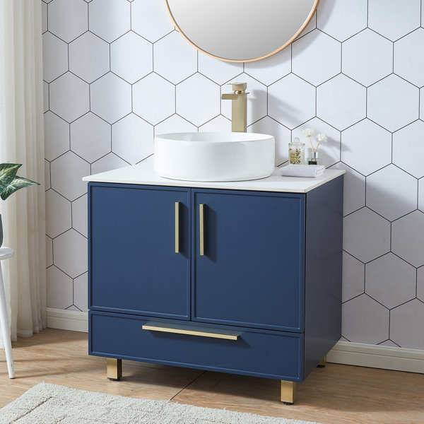 Mercer41 30'' Blue Modern Free-Standing Single Bathroom Vanity Set ...