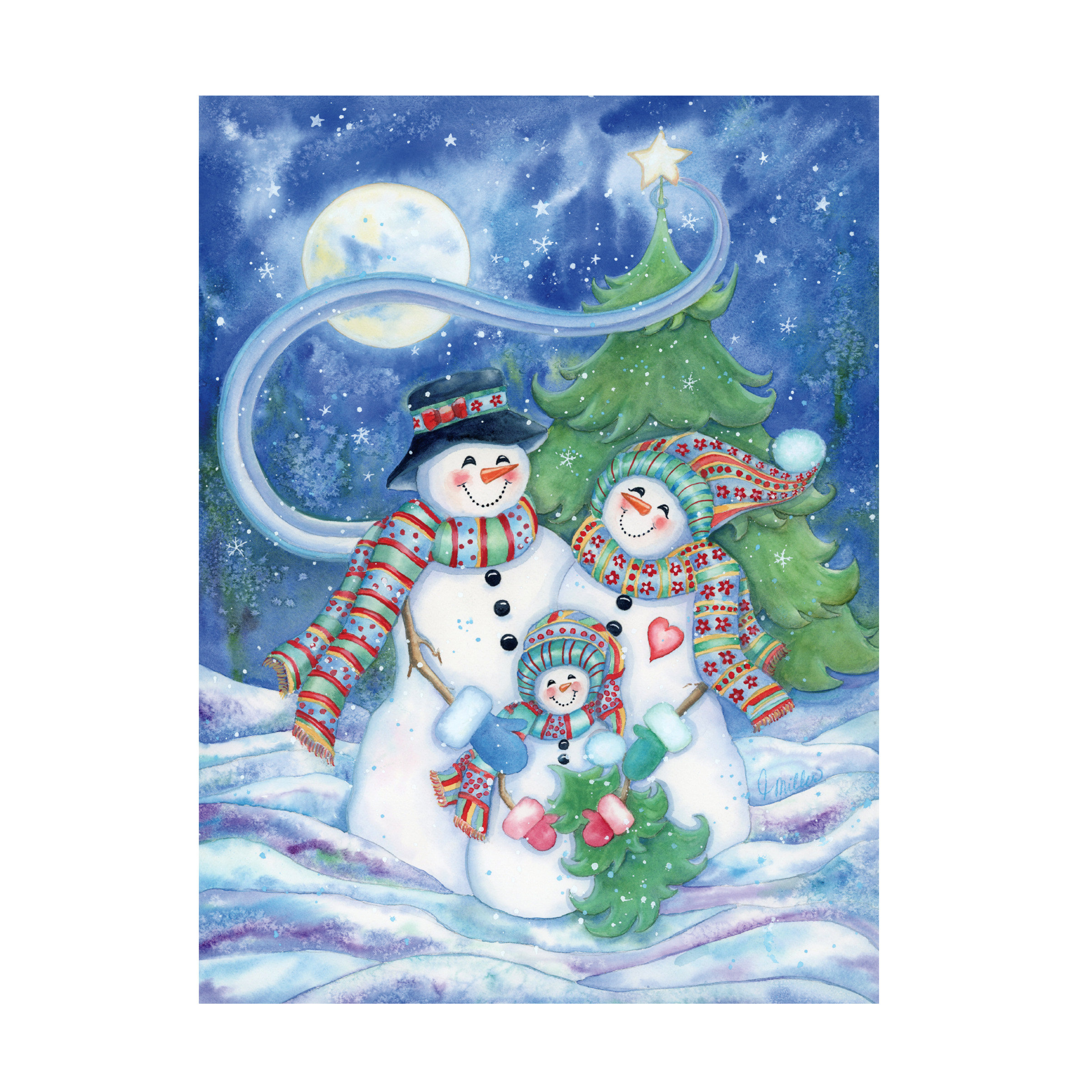 The Holiday Aisle® Tracy Miller 'Snowman Family' Canvas Art ALI63060 ...