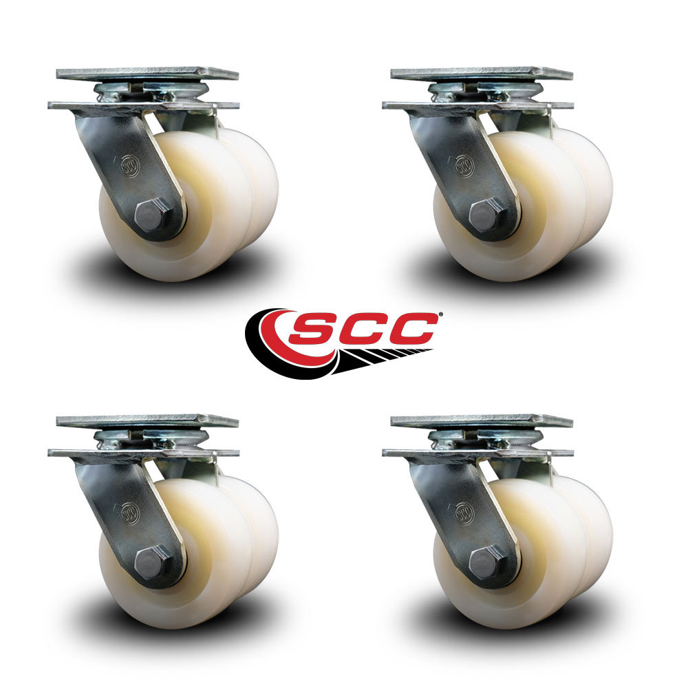 Service Caster 4 Inch Dual Nylon Wheels Swivel Casters Set with Ball ...