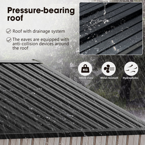 JolyDale 8 Ft. W X 6 Ft. D Metal Storage Shed With Metal Base Frame Kit ...