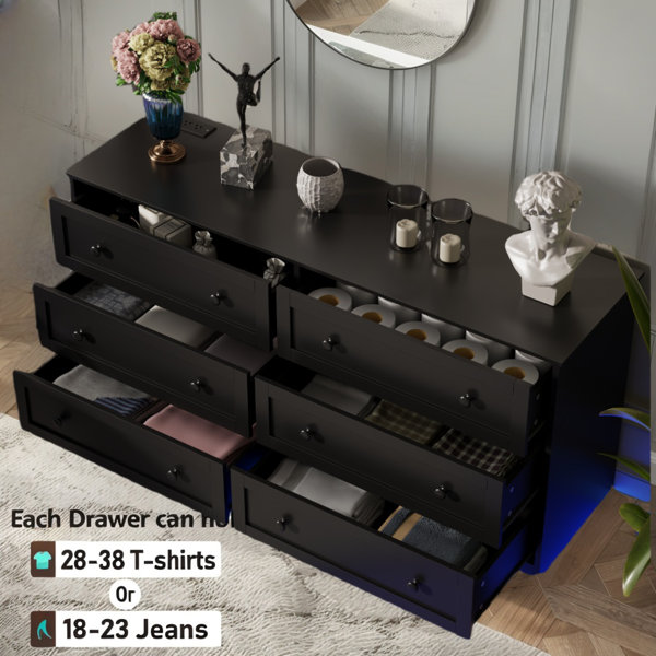 Wrought Studio™ Floating Dresser for Bedroom with 6 Drawer, Modern ...