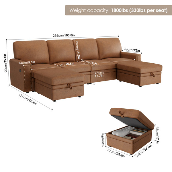 Latitude Run® 3 - Piece Upholstered Sectional Faux Leather Sofa ...