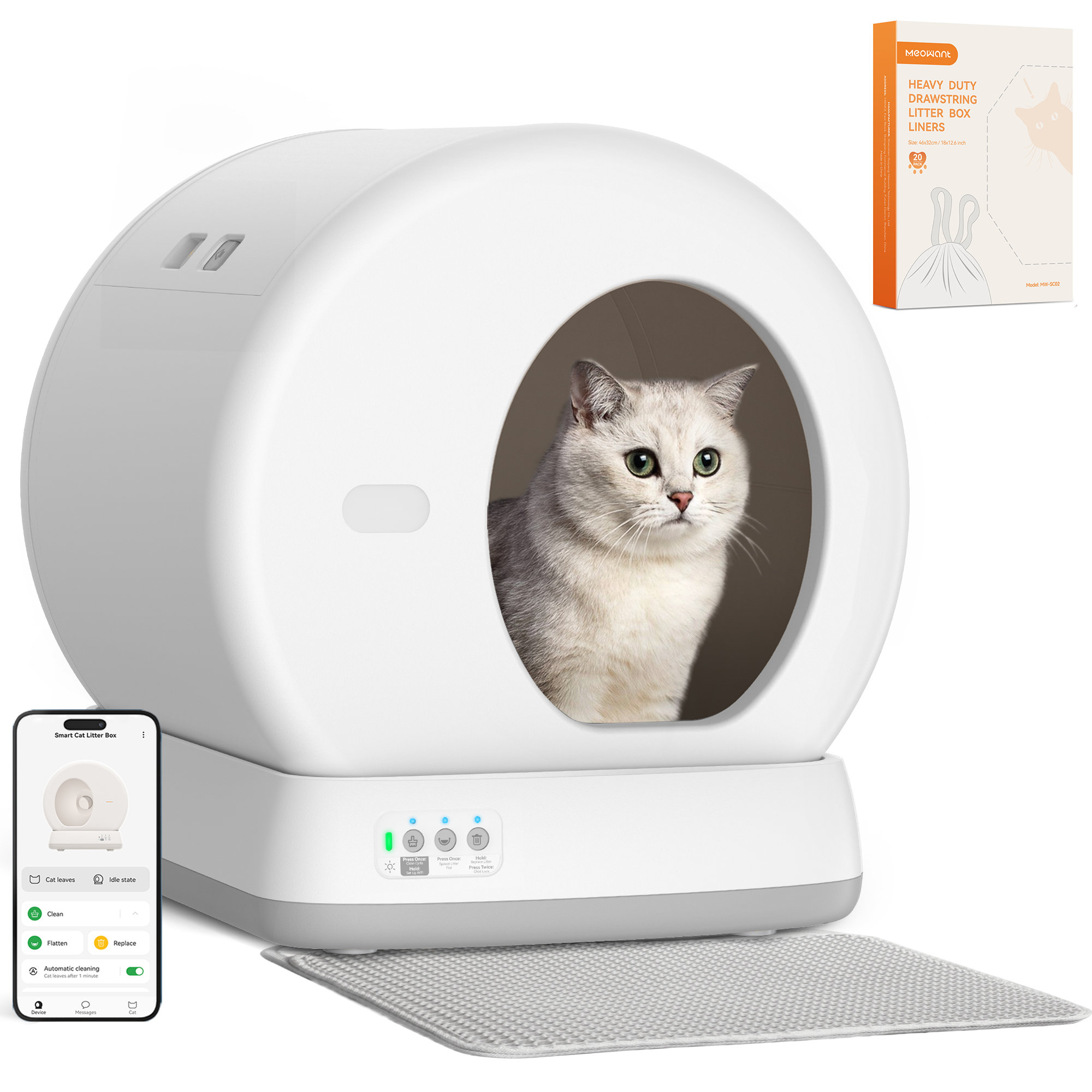 Tucker Murphy Pet™ Upgraded Smart Automatic Cat Litter Box with Mat ...