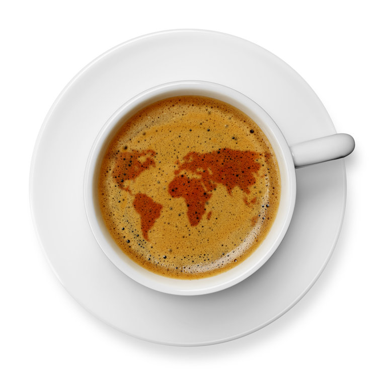 17 Stories World Map On Coffee by Goir - Wrapped Canvas Photograph ...