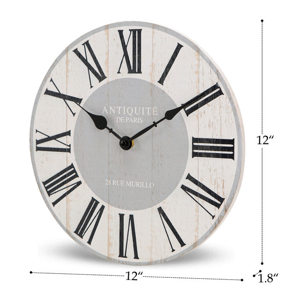August Grove® Roman Numeral Quartz Analog Shiplap Style Distressed Wood ...
