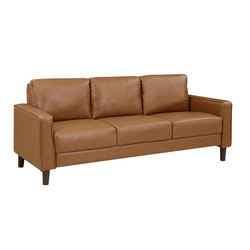 17 Stories Malcolm Brown Faux Leather Sofa | Wayfair