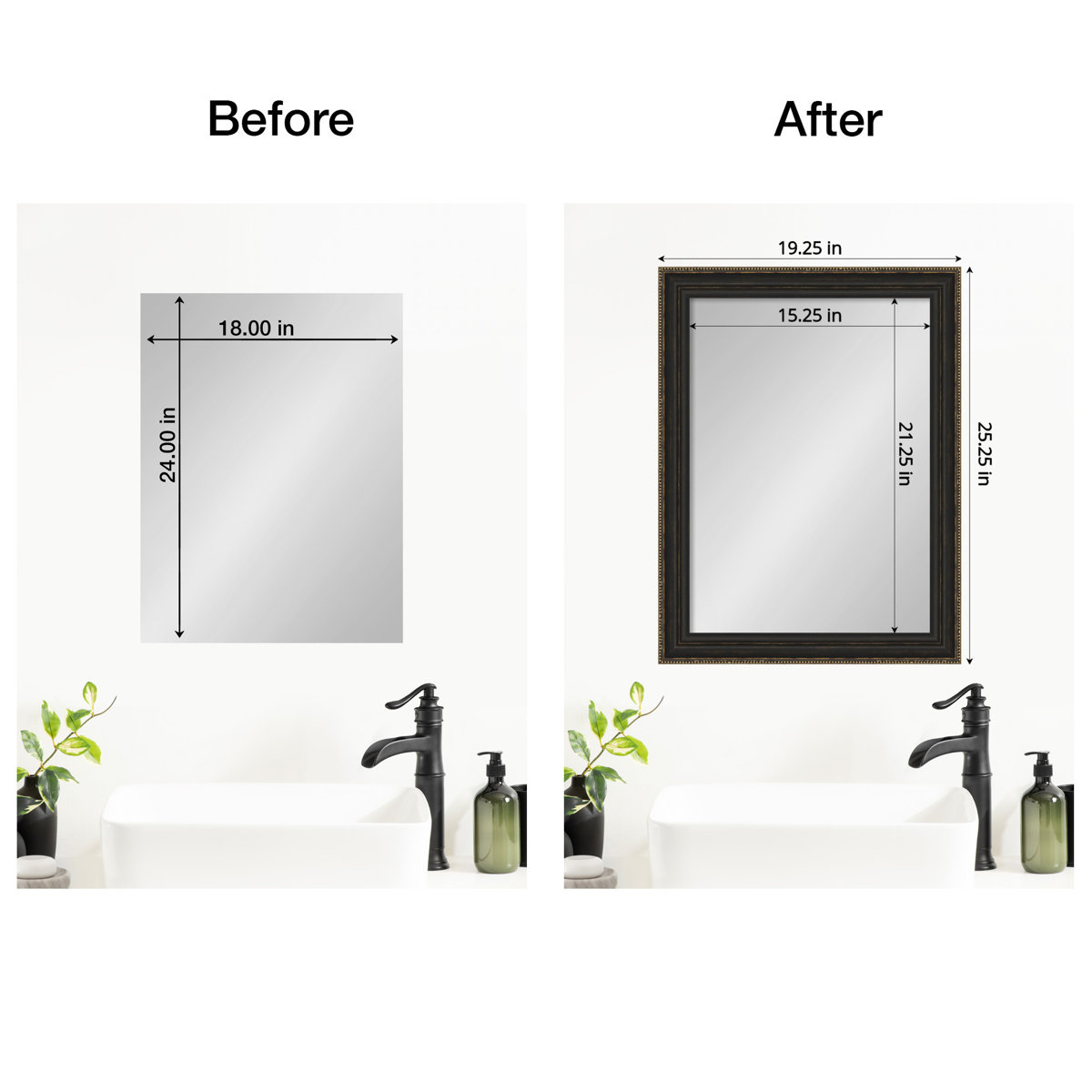 Winston Porter Mirror Makeover Bathroom Mirror Frame Border Kit, Fully ...