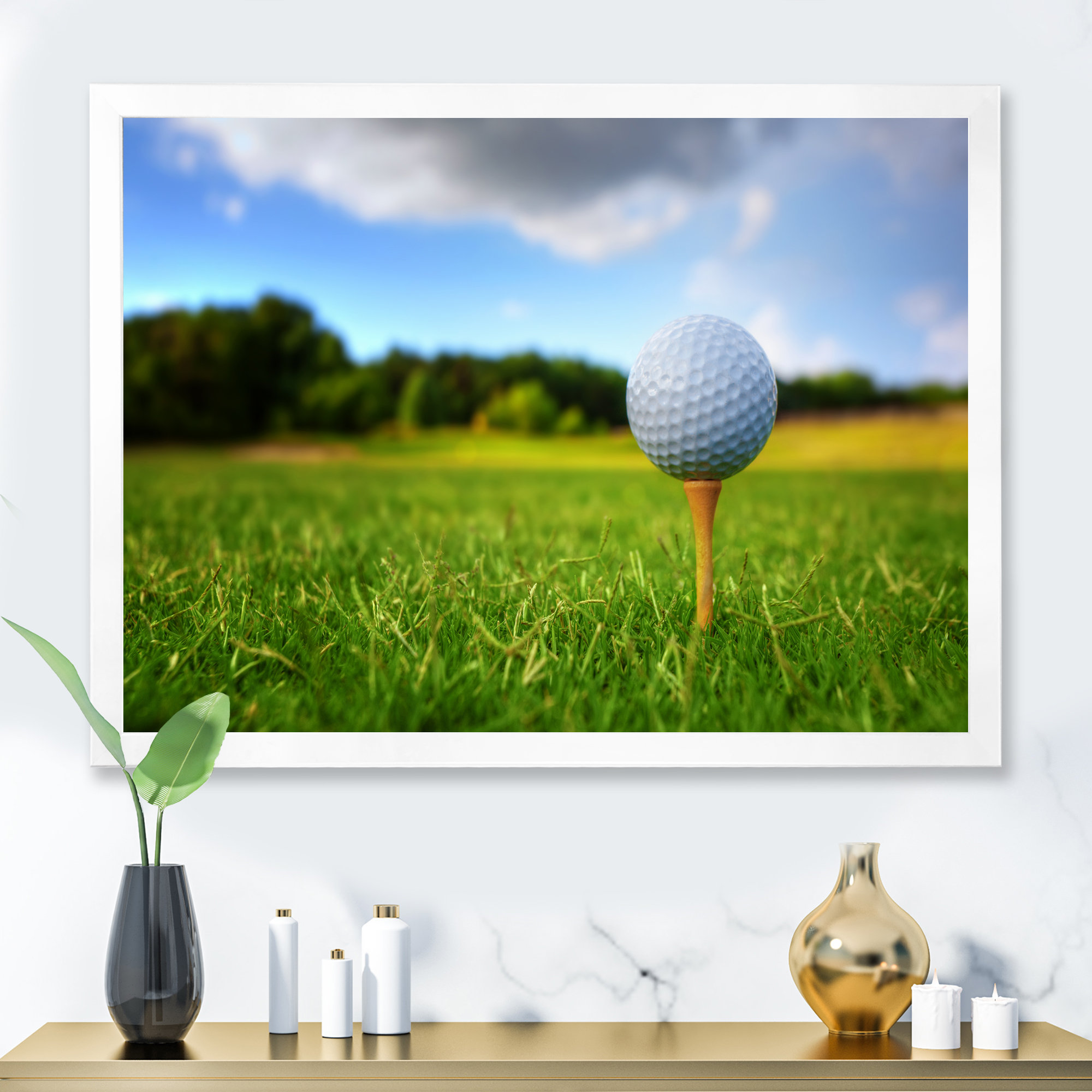Ebern Designs Sunset Golf Ball - Modern Canvas Art Print | Wayfair