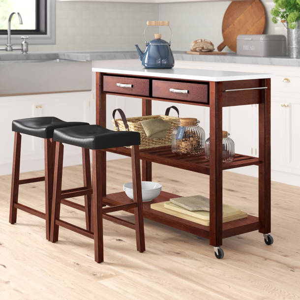 Three Posts™ Diamondback Metal Kitchen Island Set & Reviews | Wayfair