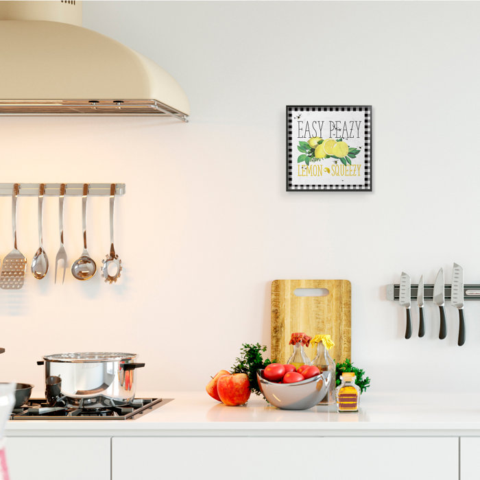 Stupell Industries Easy Peazy Lemon Squeezy Kitchen Humor Plaid Word ...