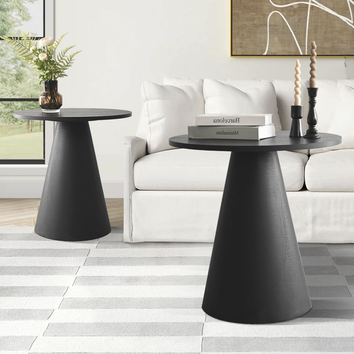 Wade Logan® Carnisha Pedestal Round Black End Table Sets & Reviews ...