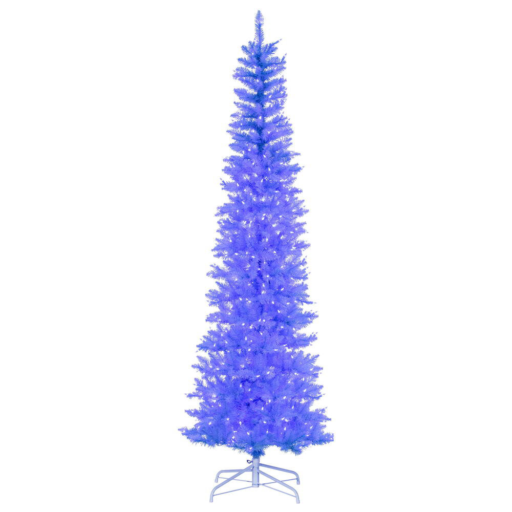 The Holiday Aisle® Sky Blue Pencil Artificial Christmas Tree with 600 ...