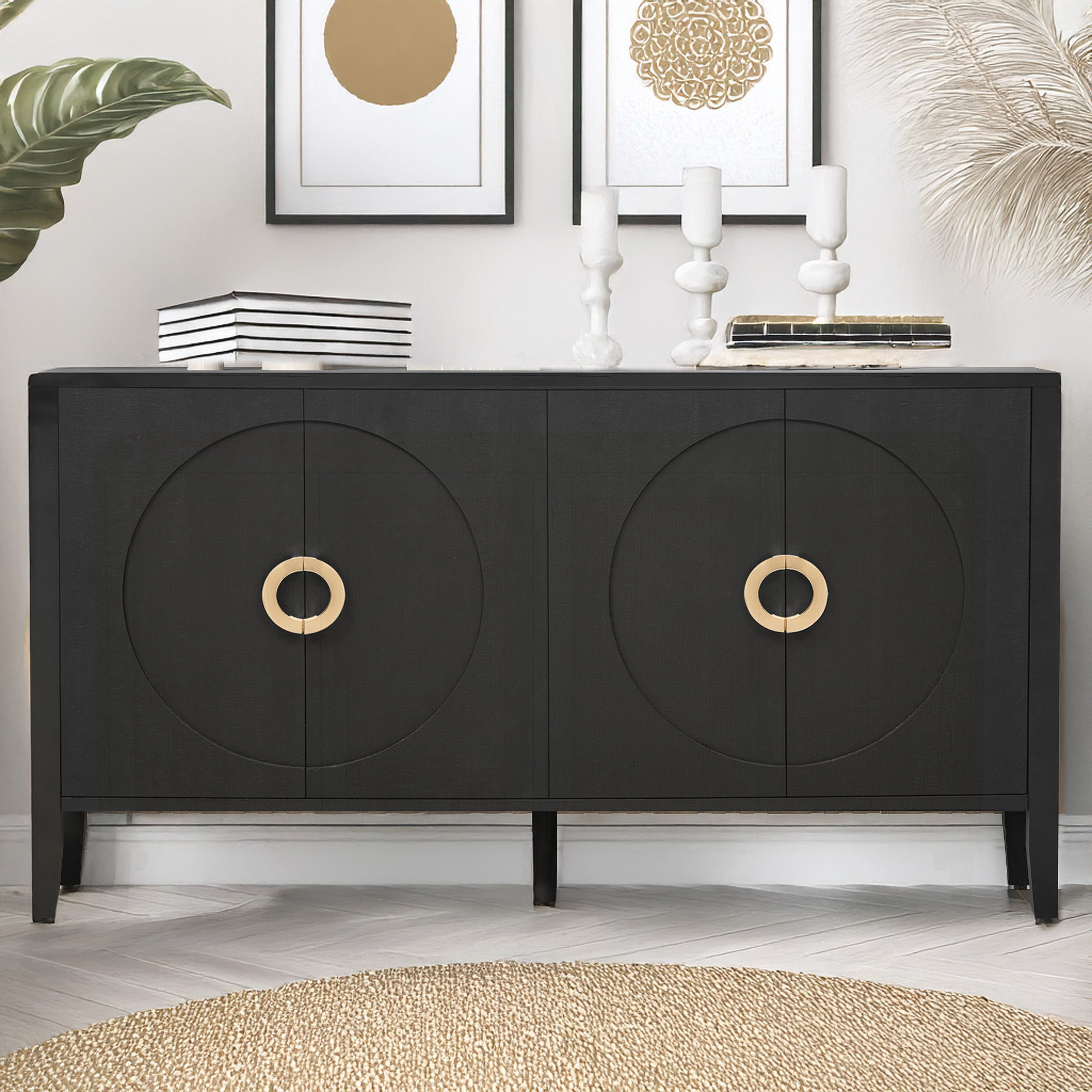 Decopom Sophisticated Fir Veneer Cabinet with Adjustable Shelves for ...