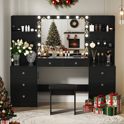 cream black dressing table