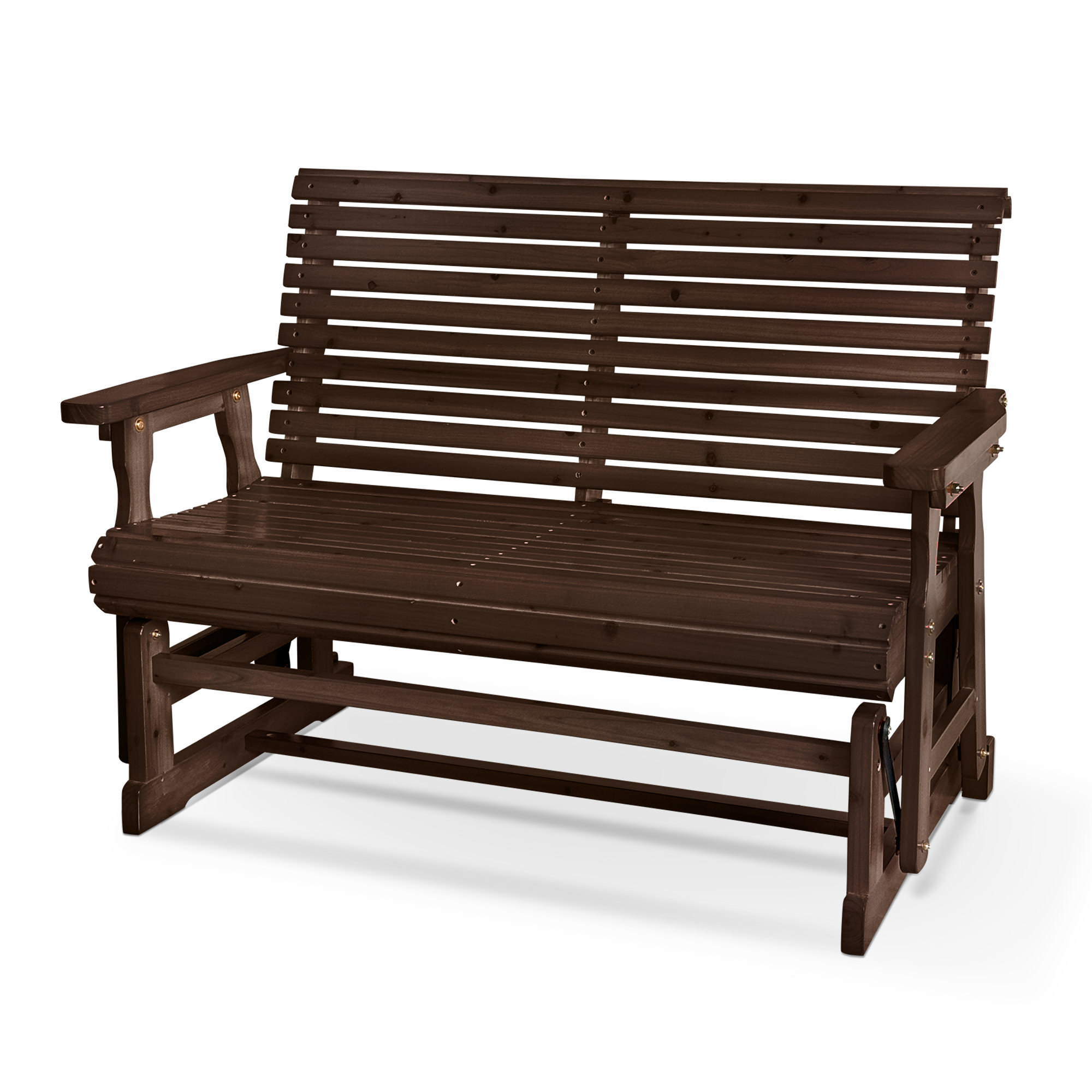Lark Manor™ Wooden Patio Glider with High Roll Back and Deep Contoured ...