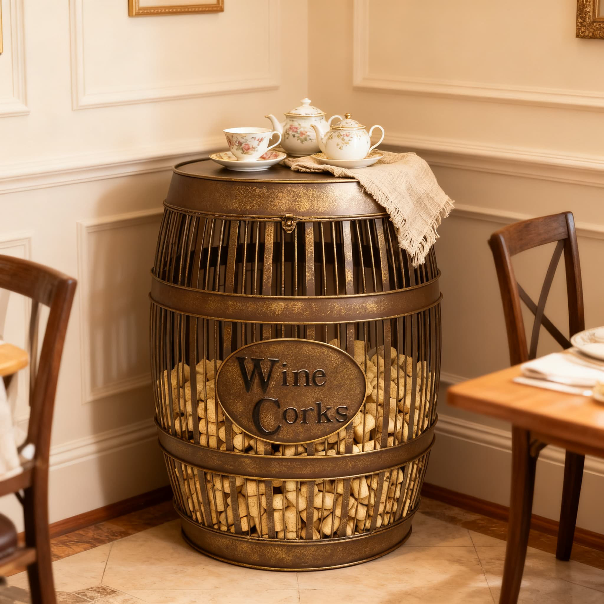 Loon Peak® Wine Barrel Accent Table With Cork Catcher Storage - Holds ...