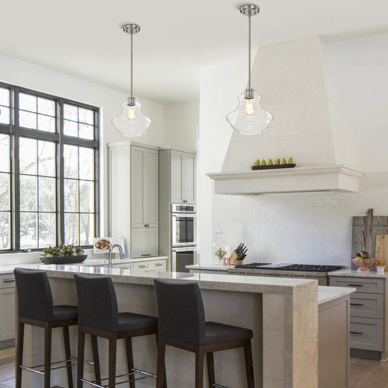 Breakwater Bay 1-light Modern Brushed Nickel Pendant With Clear Glass ...