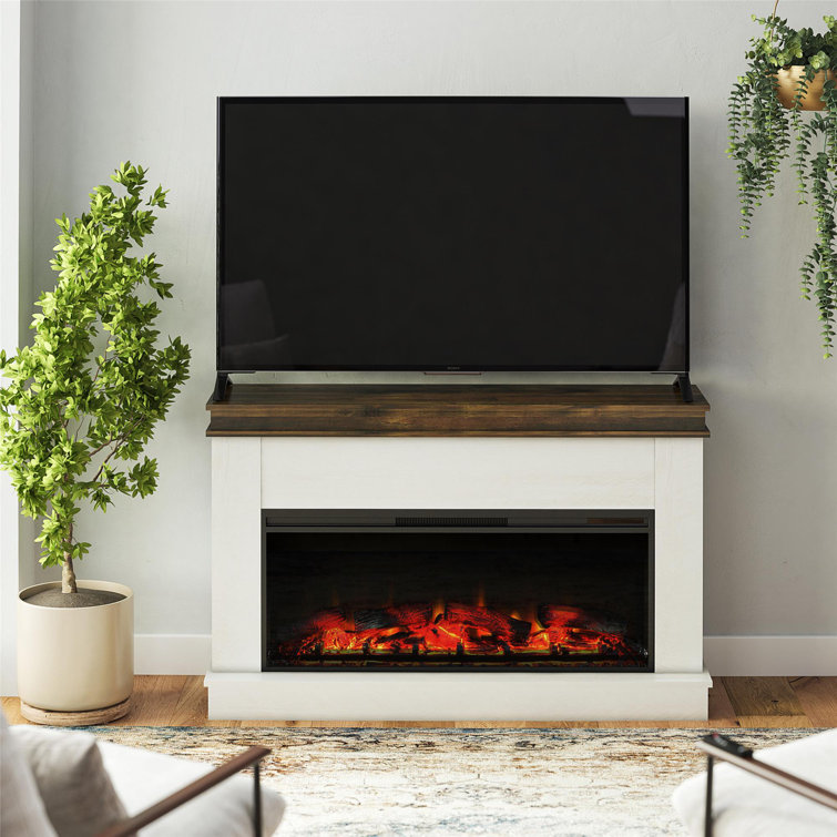 Gracie Oaks Adelaid Wide Mantel with Linear Electric Fireplace and ...