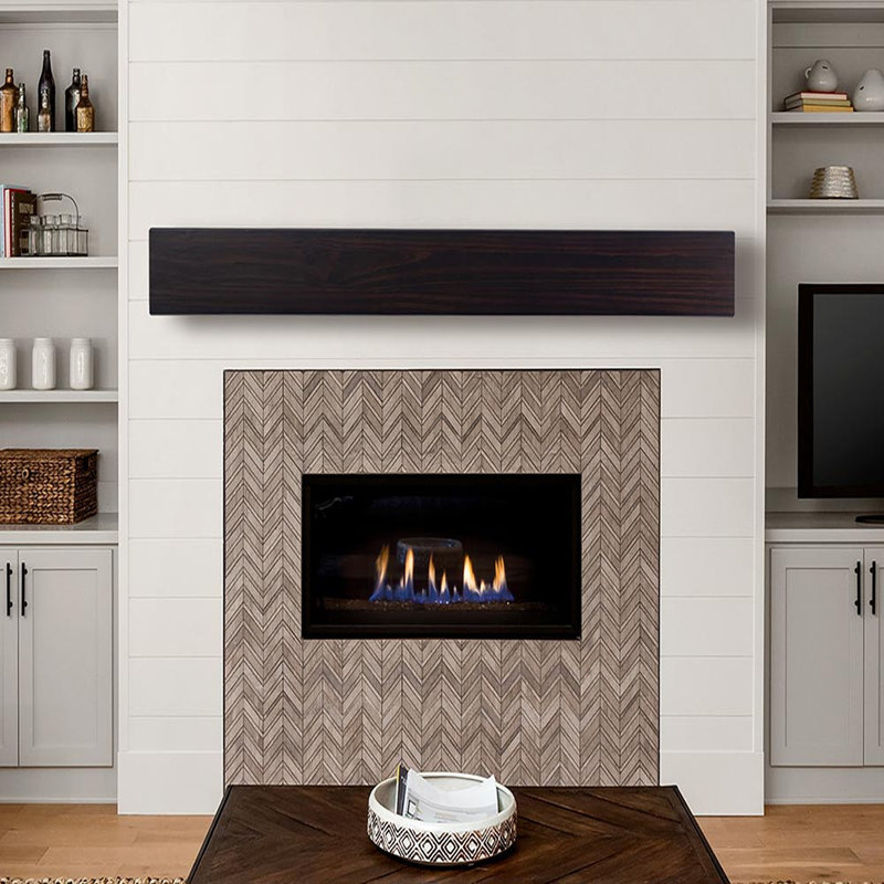 Millwood Pines Floating Wood Fireplace Mantel Shelf with Hidden Storage ...