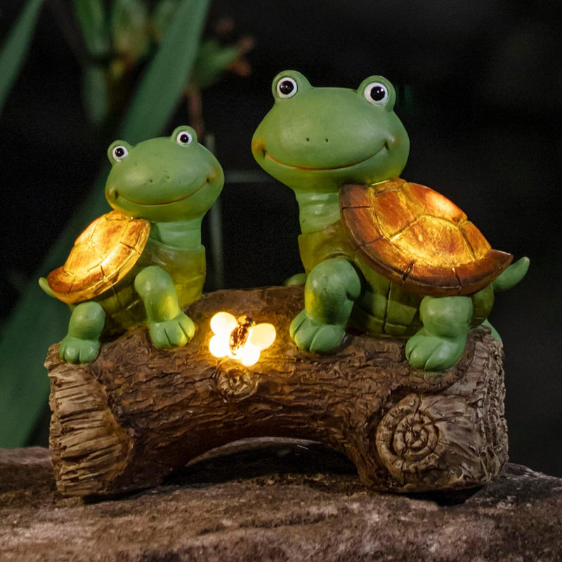 Trinx 10" Garden Statue Turtles Figurine-Cute Frog Face Turtles Resin ...
