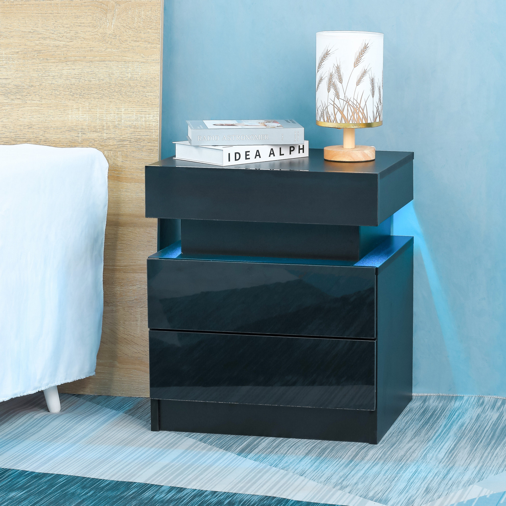 Wrought Studio™ LED Nightstand Modern Nightstand With Leds Wood Led ...