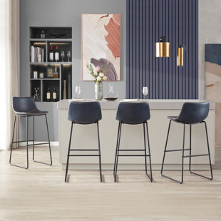 Blue Leather Bar Stools & Counter Stools You'll Love | Wayfair