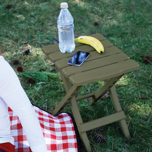 Camco Adirondack Outdoor Camping Small Plastic Folding Side Table, Sage ...