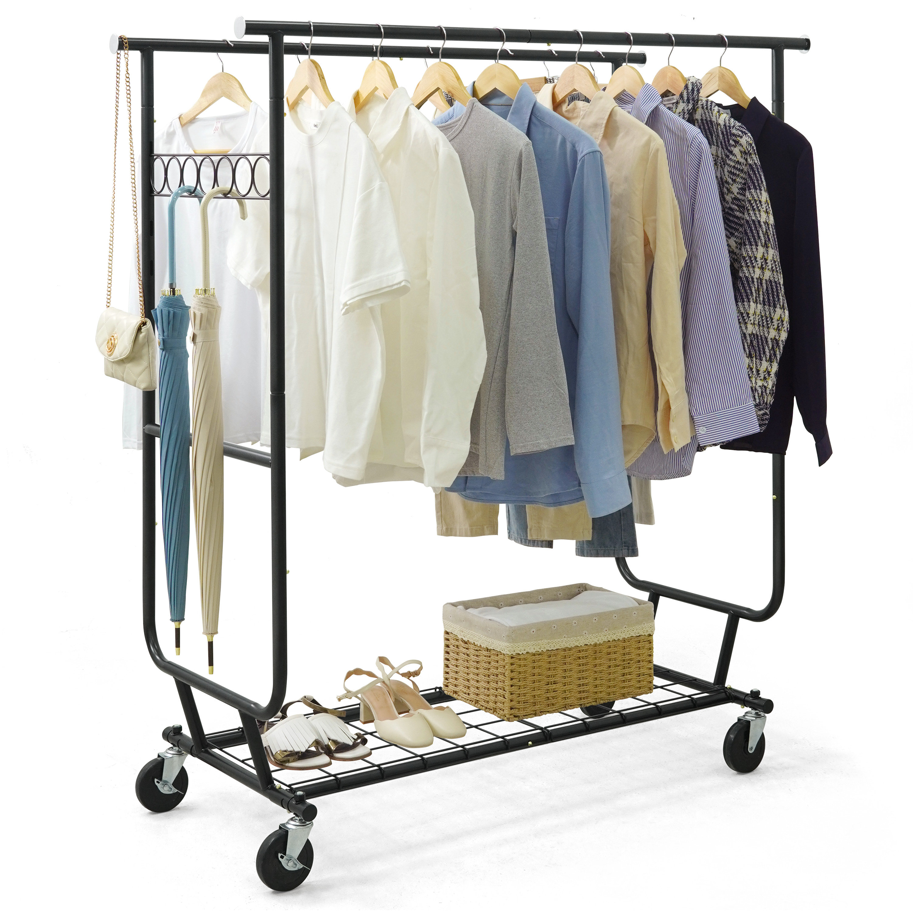 Rebrilliant CAPHAUS Heavy Duty 660LBS Capacity Rolling Clothes Rack ...