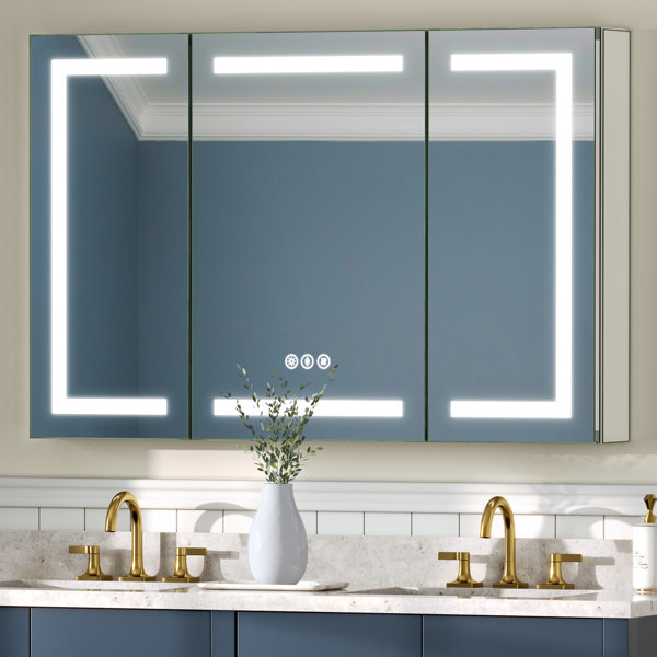 TIFULLHOME LED Lighted Bathroom Medicine Cabinet With Mirror, Defogger ...