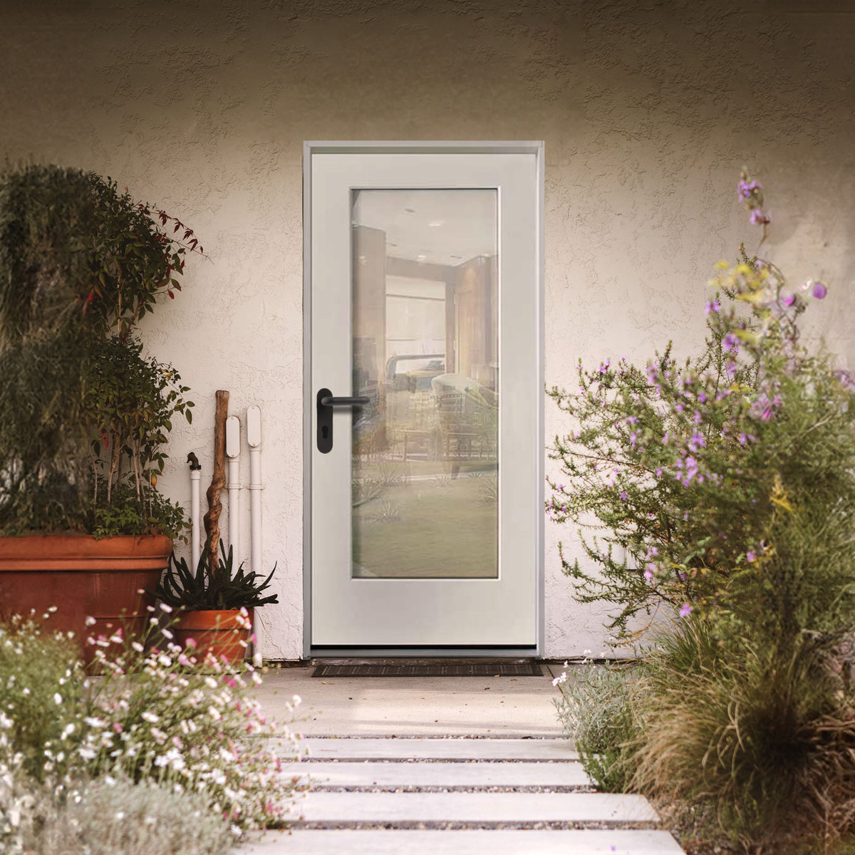 AAA Distributor CLEAR IG Low-E Fiberglass Door Primed White In-Swing ...