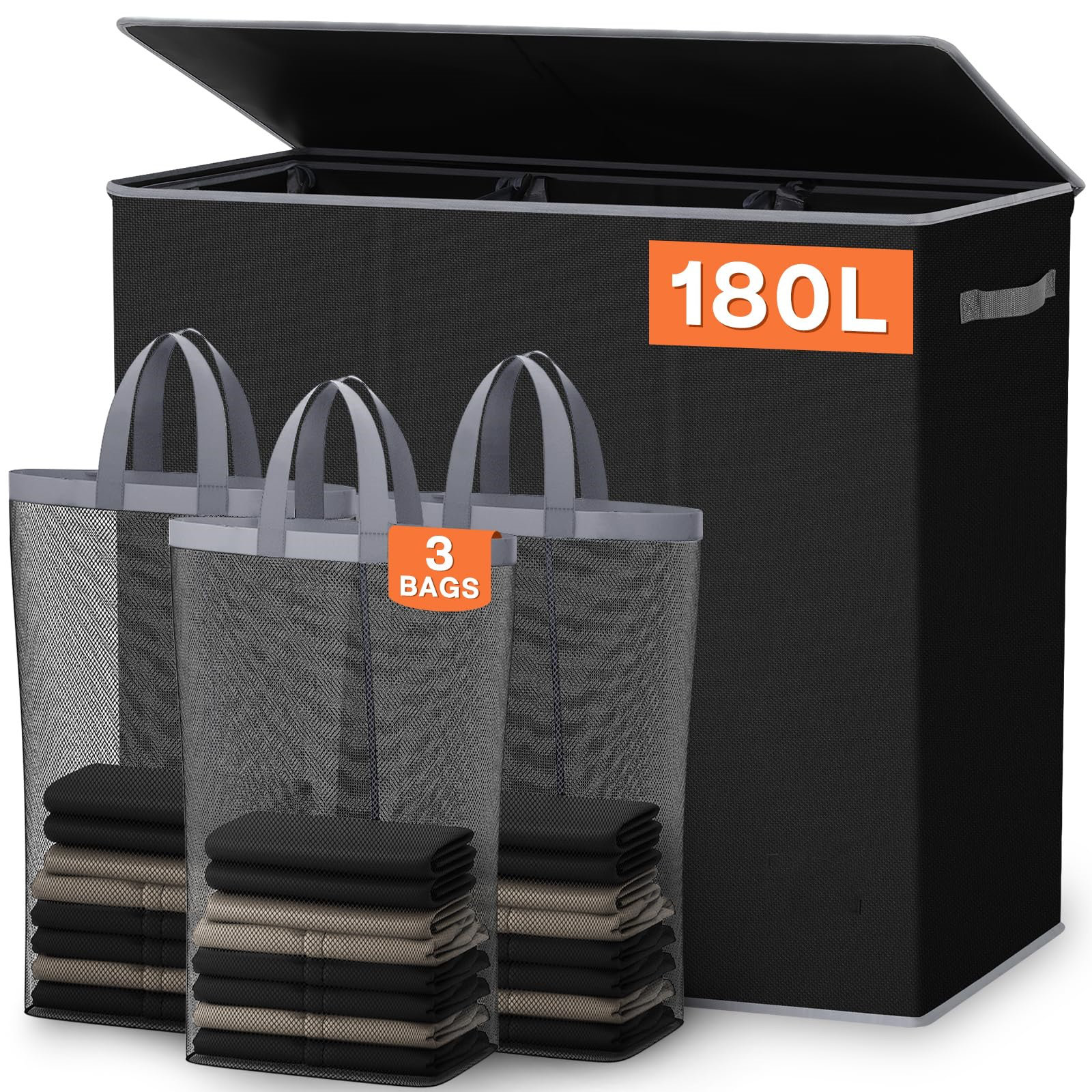 Rebrilliant Laundry Hamper 3 Section, Extra Large Laundry Hamper With ...