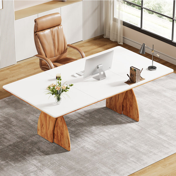 Ivy Bronx 70.8'' Executive Desk With Thickened Wood Legs, Modern Large ...