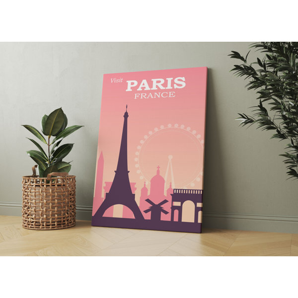 Latitude Run Vintage Poster - Paris Sykline - Wrapped Canvas Print ...