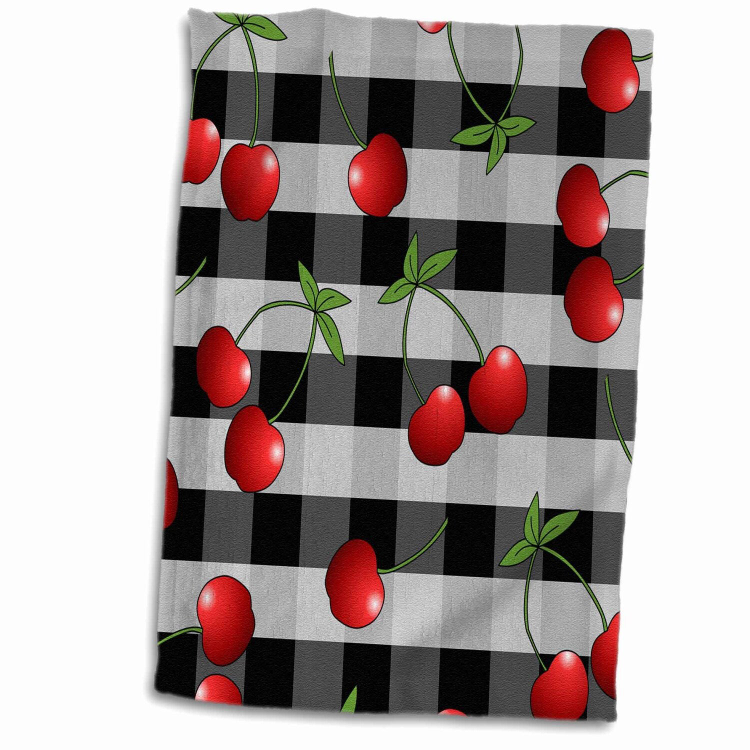 Hokku Designs Cherry Blossom Checkered 3D Print Towel - Juicy Cherries ...