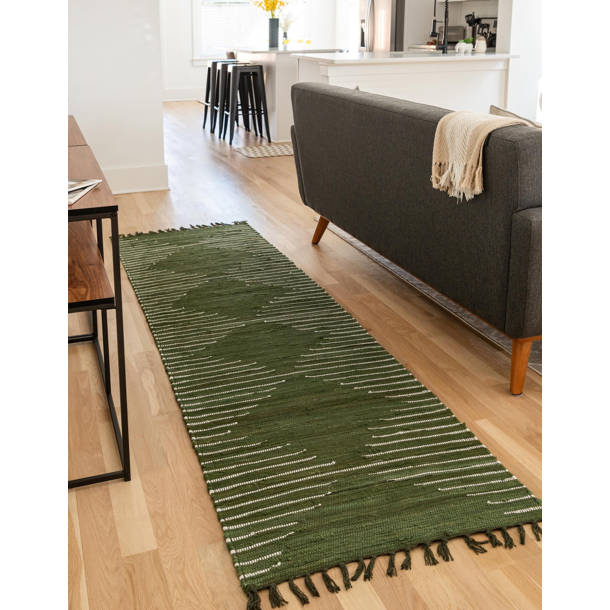 Steelside™ Justice Flatweave Cotton Muddy Green Rug & Reviews | Wayfair