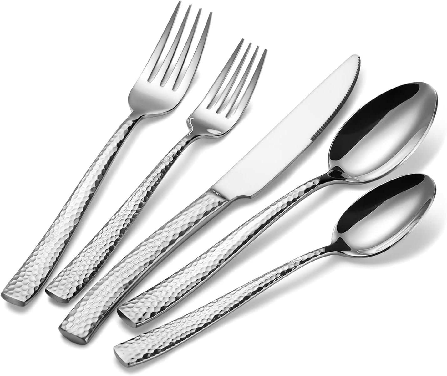 Orren Ellis 30-Piece Hammered Stainless Steel Flatware Set For 6 ...
