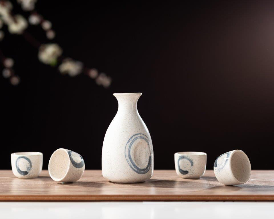 Dakota Fields 5-Piece Sake Set, Durable Ceramic Japanese Sake Set With ...