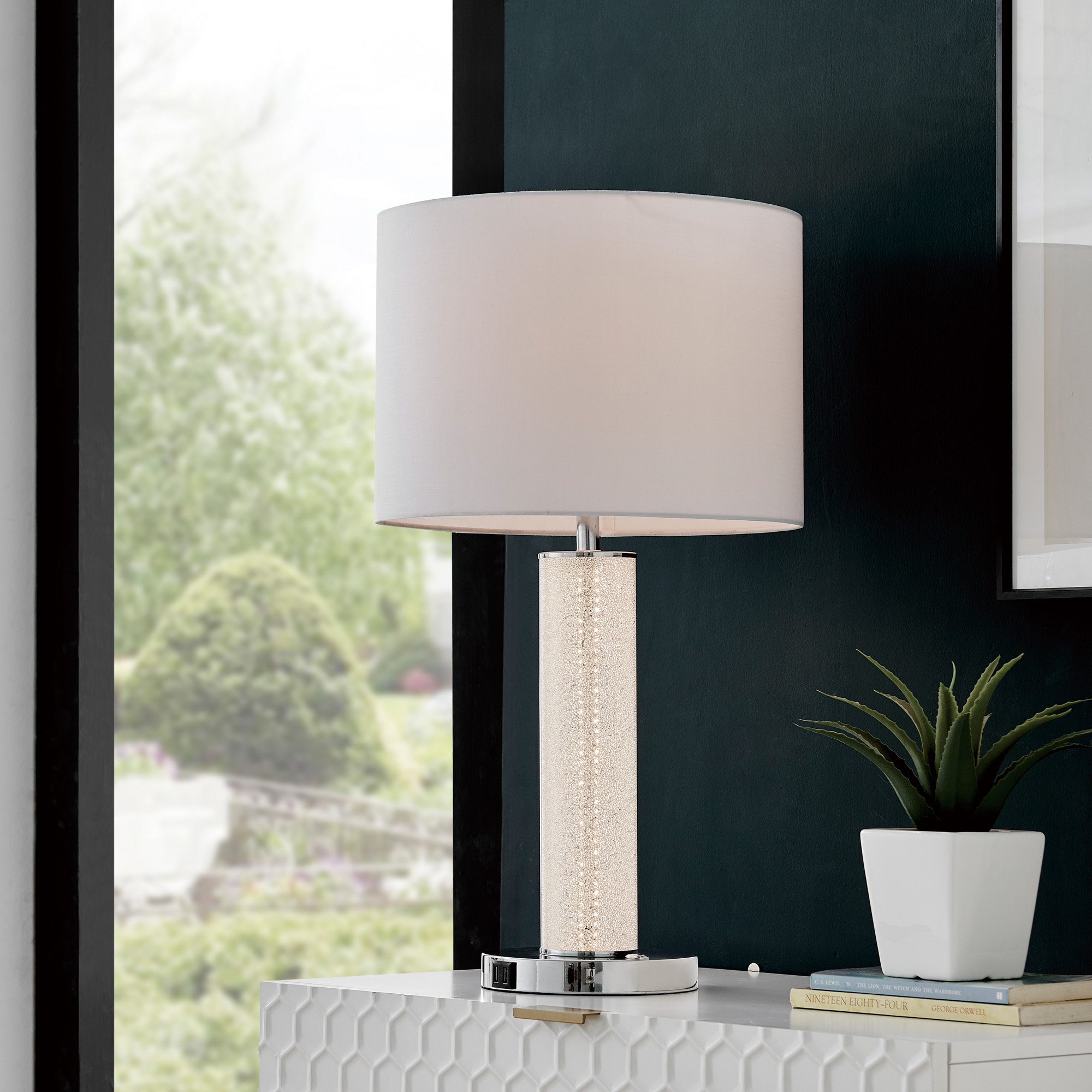 Everly Quinn Long Ashton 26" Table Lamp with USB | Wayfair