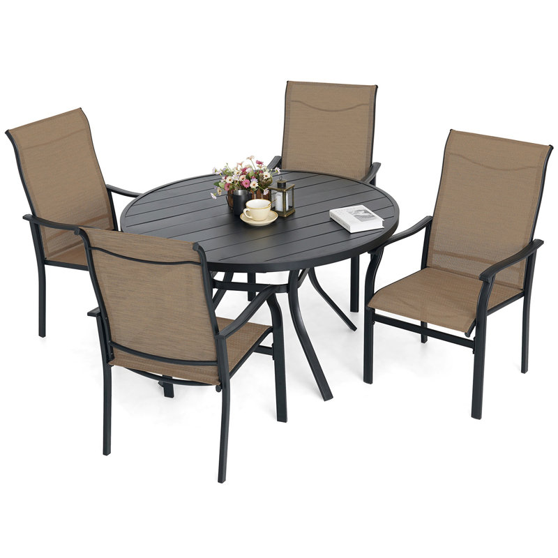 Red Barrel Studio® 4-person Round Patio Dining Set | Wayfair