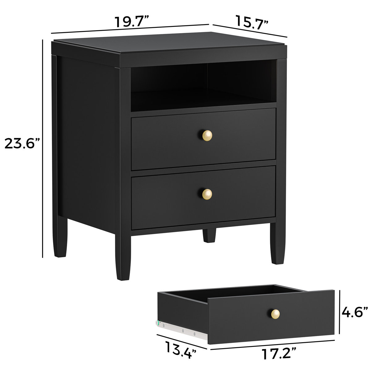 Red Barrel Studio® Mahle Bedroom Nightstand, Wood Night Stand, Bedside ...