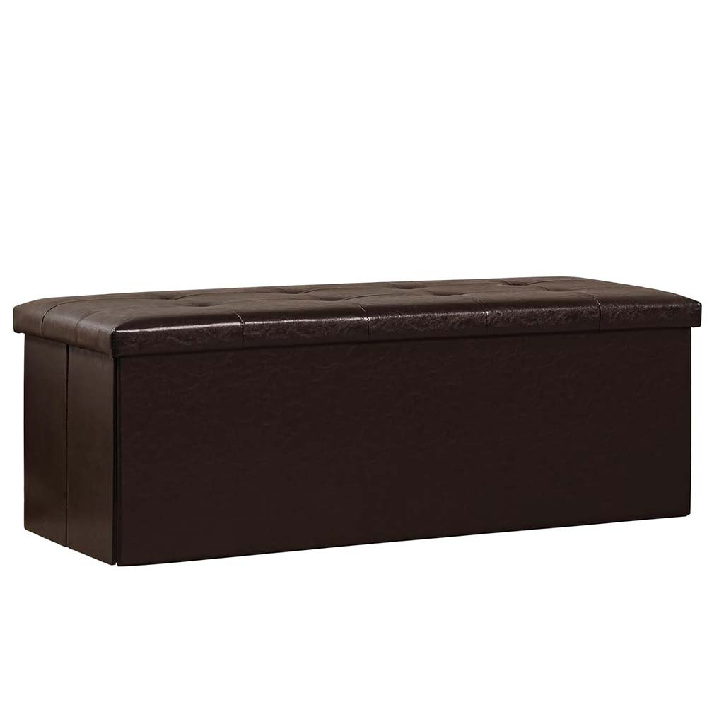 Latitude Run® Folding Storage Ottoman Bench With Tray, 43.3Inches Faux ...