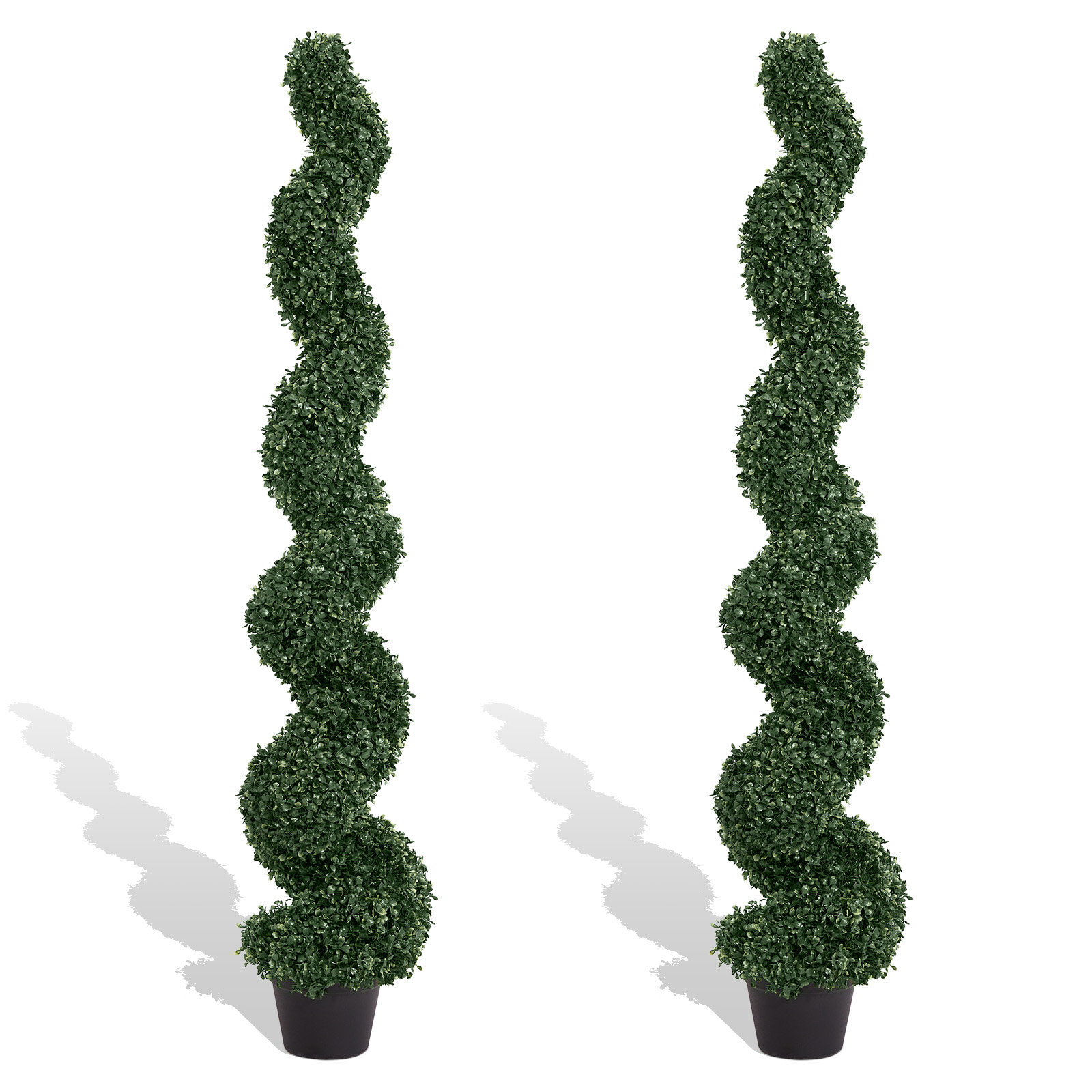 Primrue Artificial Boxwood Spiral Topiary ,Black Plastic Potted Tree ...